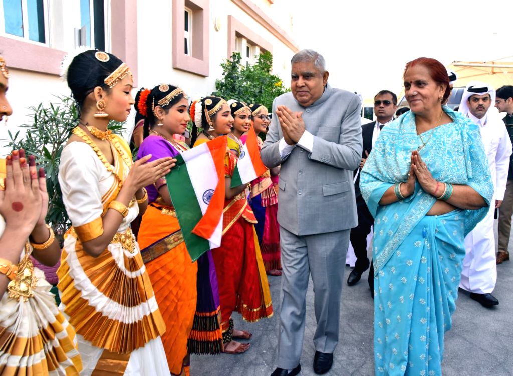 Doha: Vice President Jagdeep Dhankhar with First Lady Dr. Sudesh ...