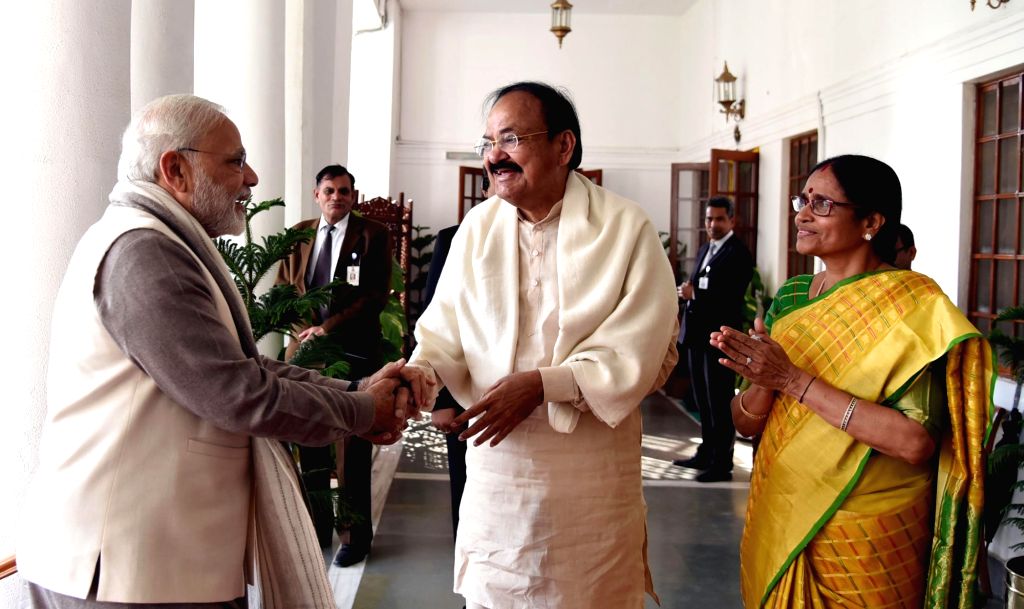 PM Modi visits Venkaiah Naidu's residence during Sankranthi celebrations