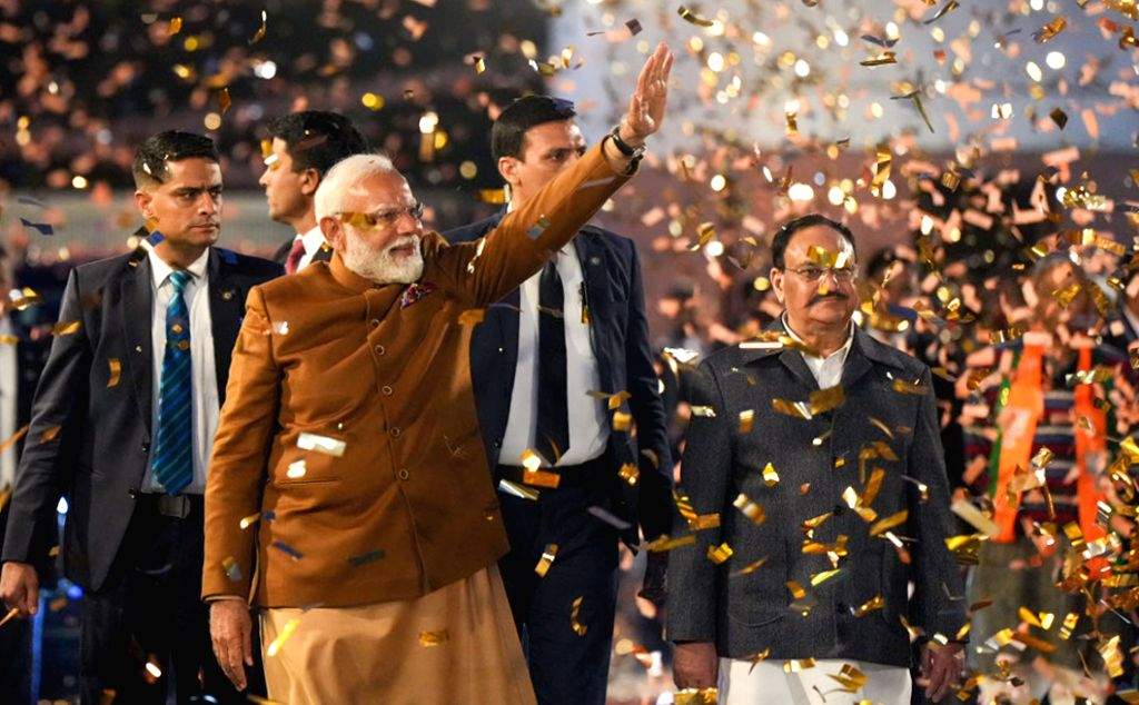 Victory celebration at BJP headquarters