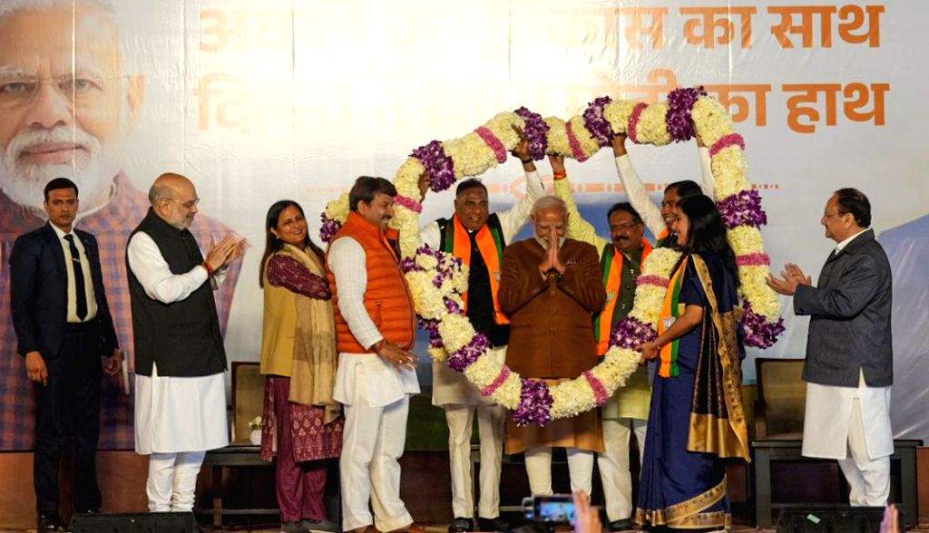 Victory celebration at BJP headquarters