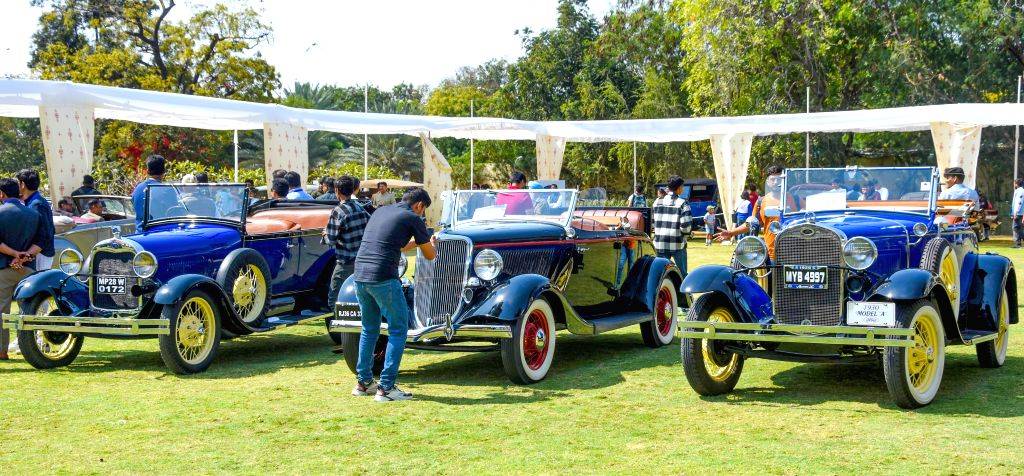 Vintage cars on display during the vintage and classic car exhibition ...