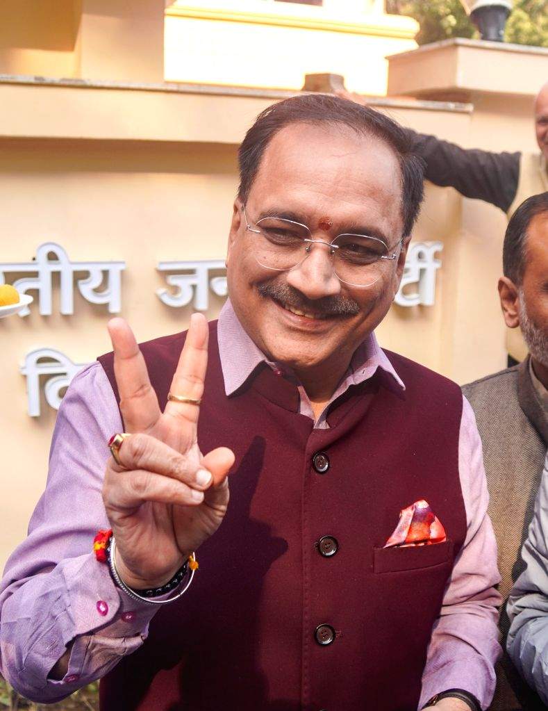 Virender Sachdeva celebrates the MCD by-election victory