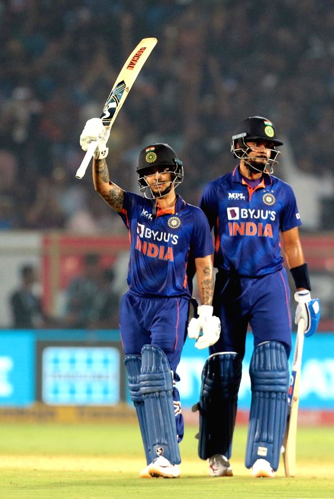 :Visakhapatnam:India's Ishan Kishan celebrates scoring fifty runs ...