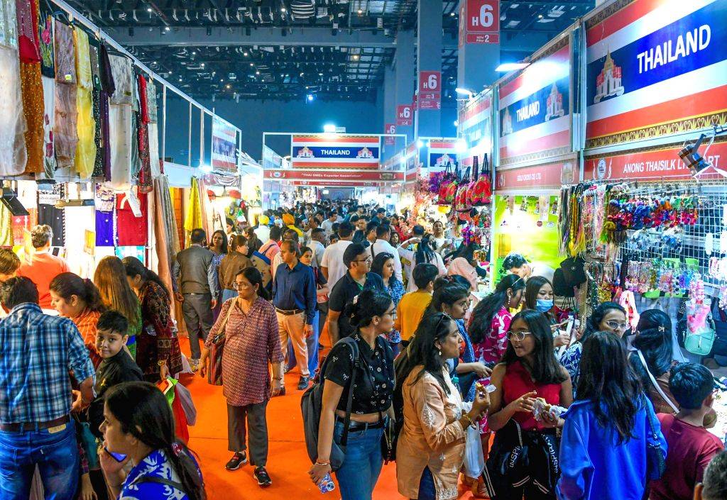 Visitors explore the India International Trade Fair 2024 (IITF)