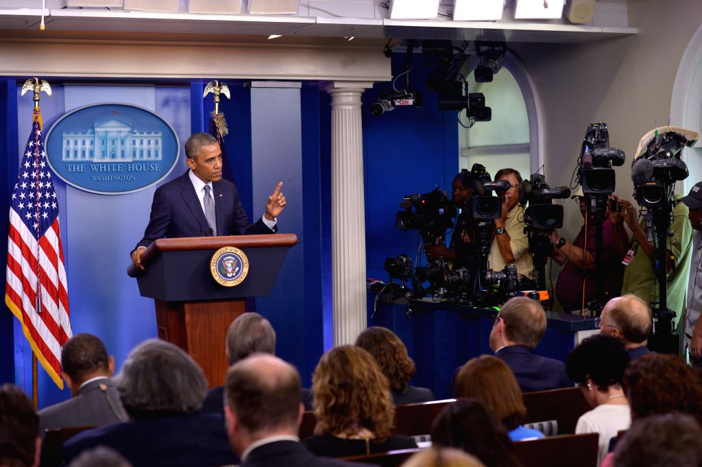 U.S. President Barack Obama speaks on the situation in Ukraine