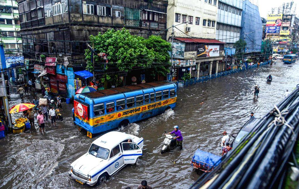 Waterlogged Streets in Kolkata Amid Heavy Rain
