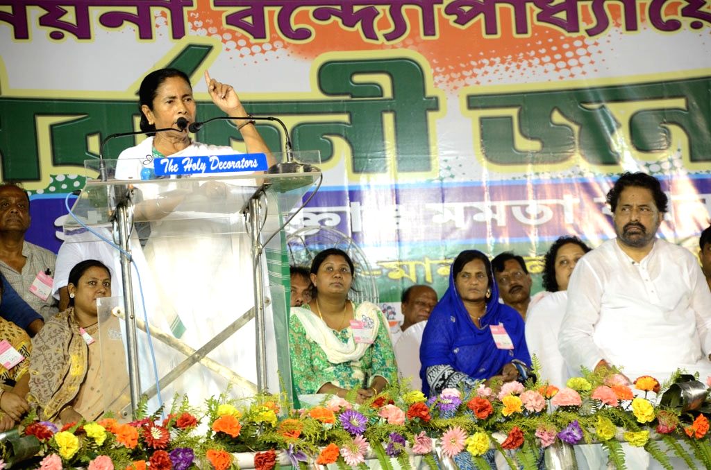Mamata Banerjee during a TMC rally