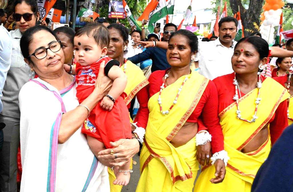 West Bengal Chief Minister Mamata Banerjee during an election campaign ...