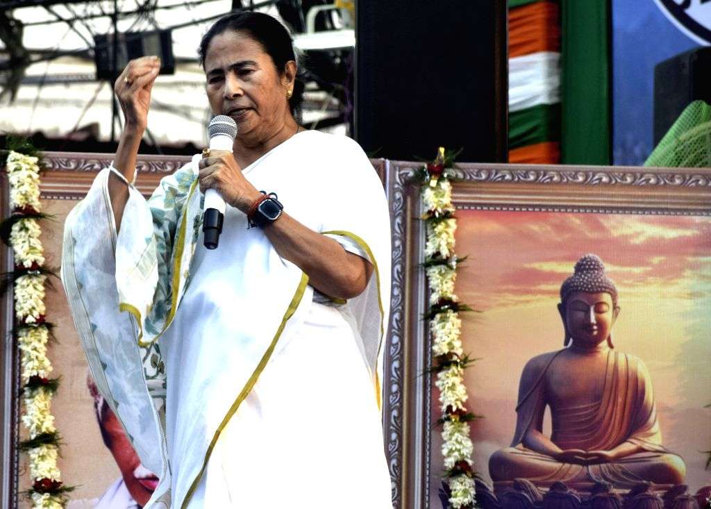 West Bengal Chief Minister Mamata Banerjee during a public meeting in ...
