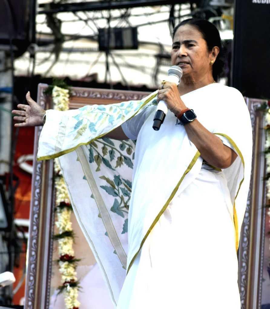 West Bengal Chief Minister Mamata Banerjee during a public meeting in ...
