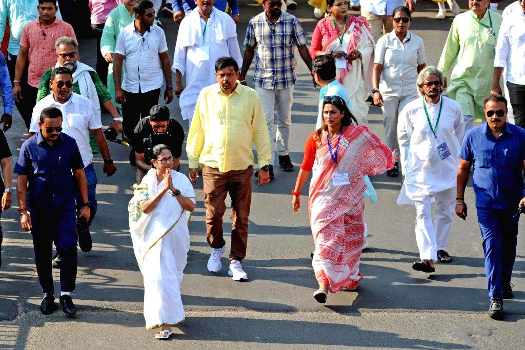 West Bengal Chief Minister Mamata Banerjee leads an election campaign ...