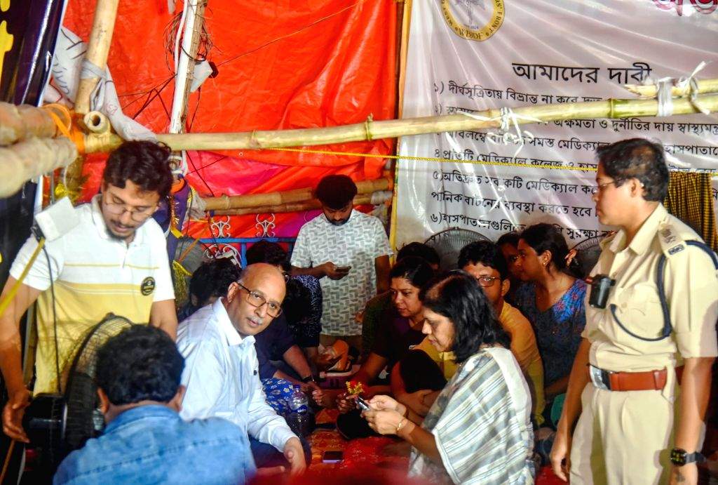 West Bengal Chief Secretary Manoj Pant visits the hunger strike site