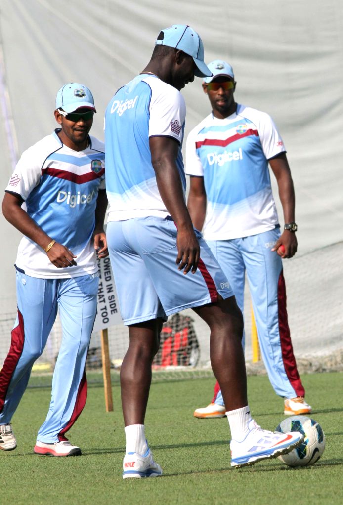 West Indian cricketers practice ahead of test match series between ...
