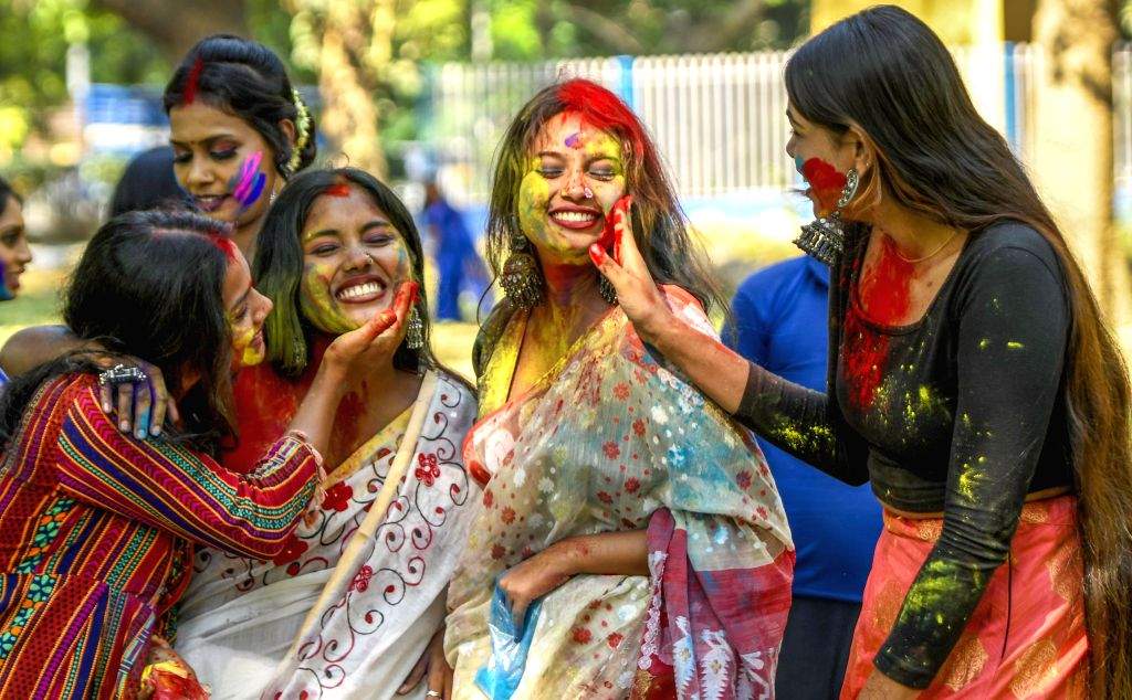 Women celebrate Basanta Utsav (Holi)