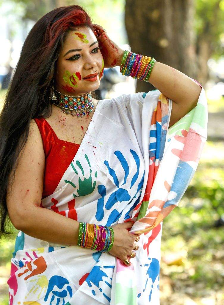 Women celebrate Basanta Utsav (Holi)