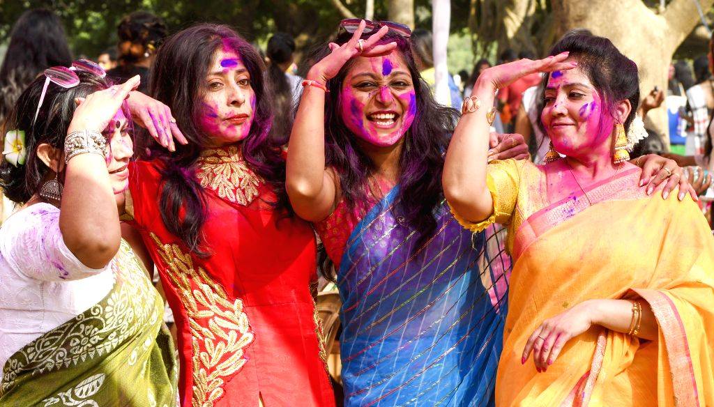 Women celebrate Basanta Utsav (Holi)