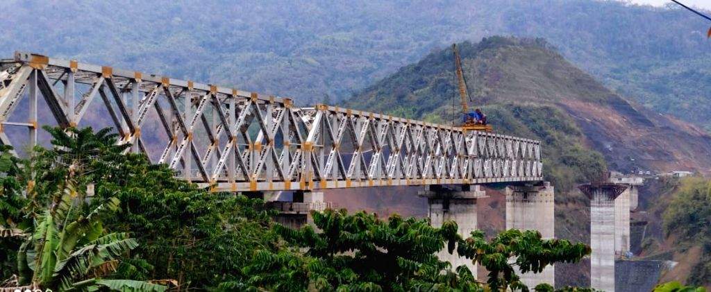 Work for world's tallest pier railway bridge, part of Manipur rail ...