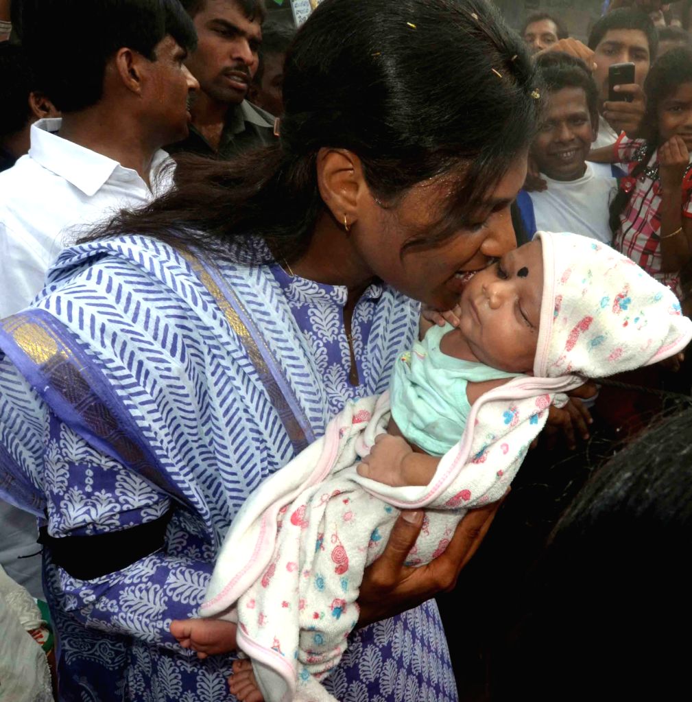 YSR Congress leader Sharmila at a padayatra in Vijayawada