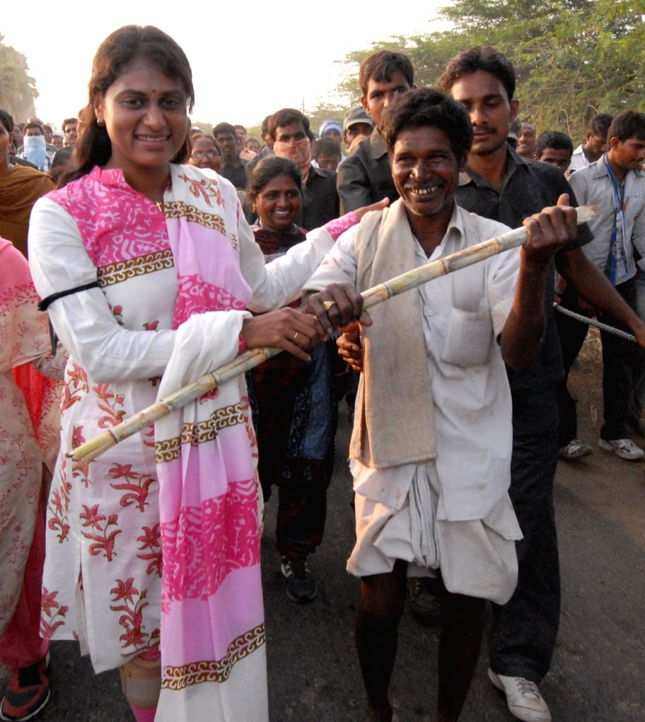 Y S Sharmila at a padayatra