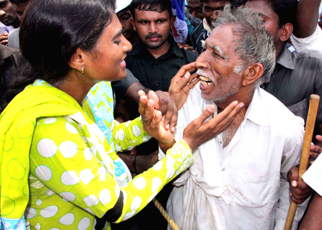 YS Sharmila during a padayatra in West Godavari district