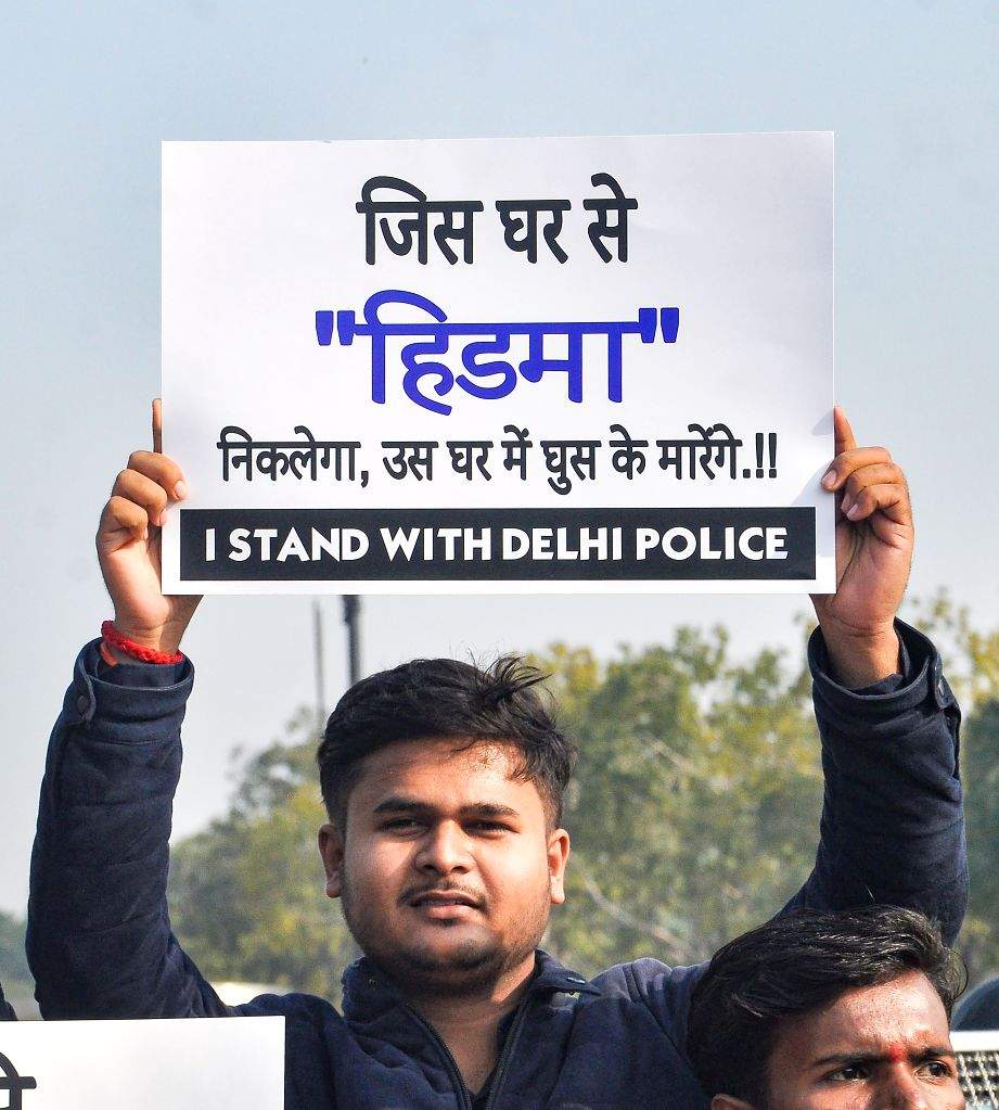 YSS protests against Madvi Hidma, supports Delhi Police in New Delhi