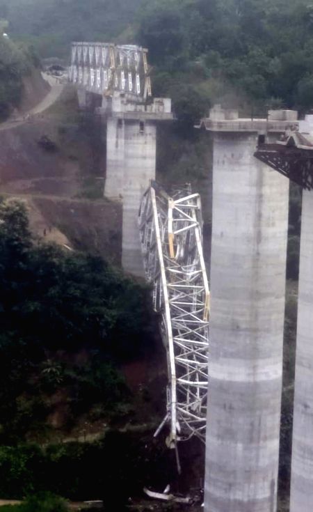 An under-construction railway bridge collapse