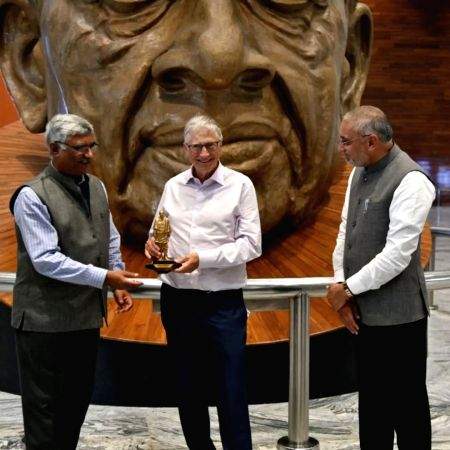 Microsoft co-founder Bill Gates during his visit to the Statue of Unity