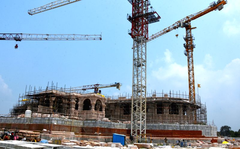 A view of the Shri Ram Mandir construction site