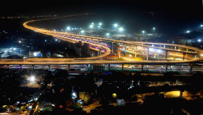 An aerial view of 'Atal Bihari Vajpayee Shivdi- Nhava Sheva Atal Setu