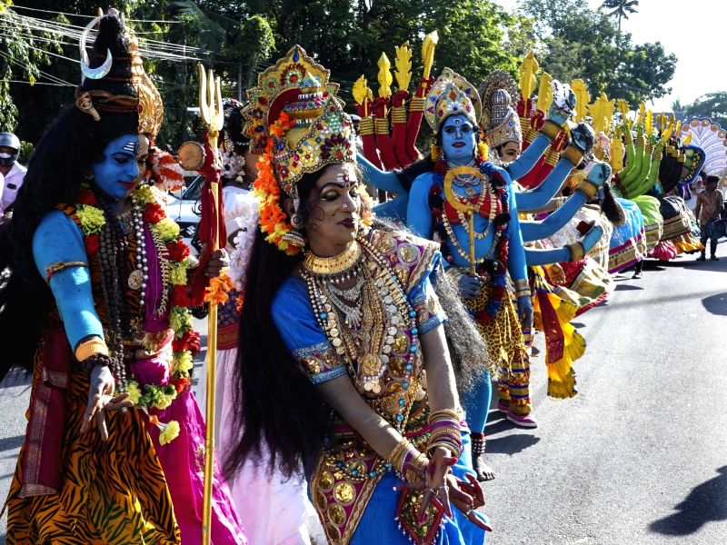 Artists dressed as Hindu Lord Shiva and Goddesses during a cultural ...
