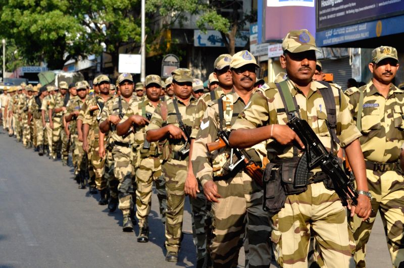 2019 Lok Sabha elections - CISF conducts flag march