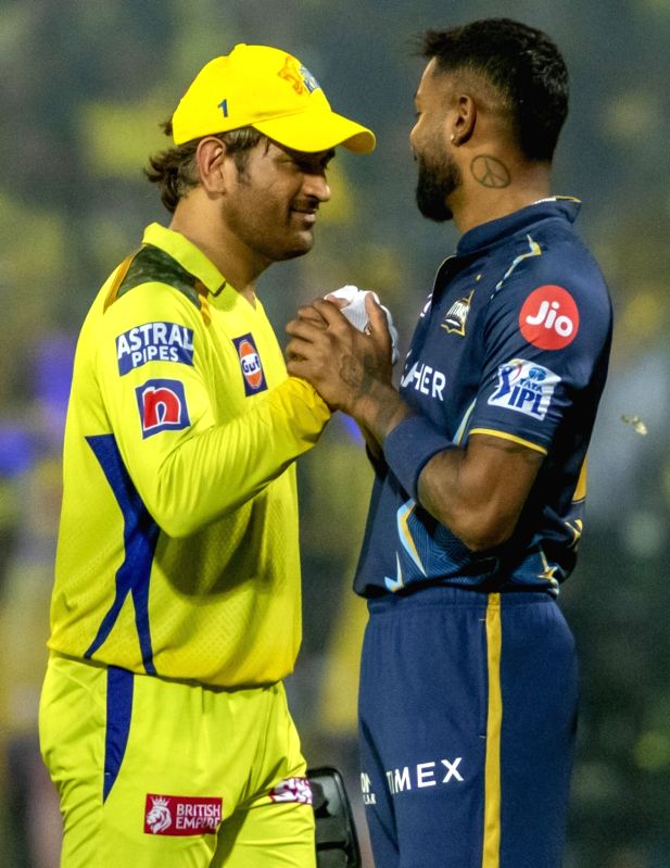 : Chennai : Chennai Super Kings' captain MS Dhoni shakes hands with ...