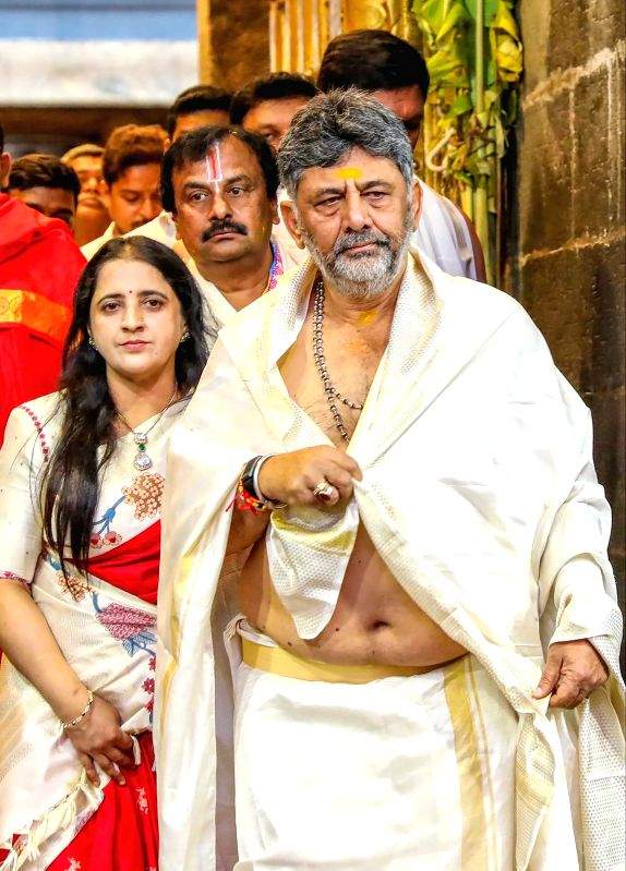 After MLC win, K'taka CM Shivakumar offers prayers at Tirupati Temple