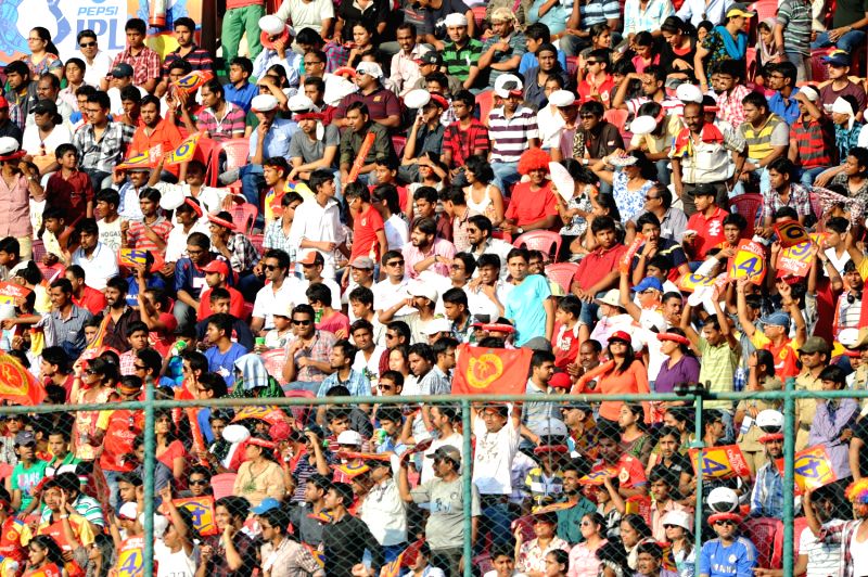 Cricket fans at M Chinnaswamy Stadium during the KKR v/s RCB