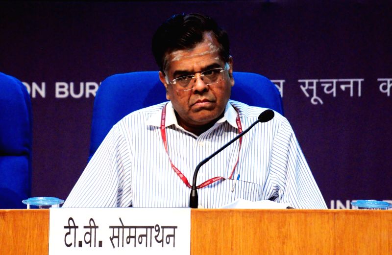 Finance Secretary T.V. Somanathan addresses during a press conference