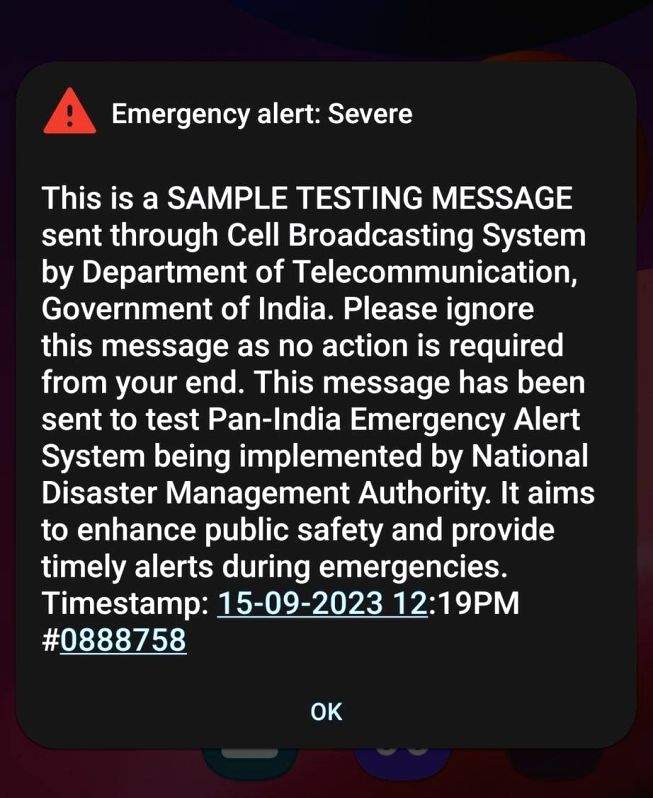 Govt again tests 'emergency alert system', sends sample message to ...
