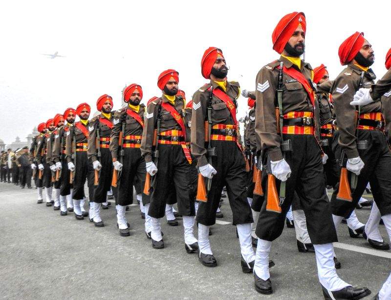 Indian Army's Sikh Regiment personnel during rehearsal for the Republic ...