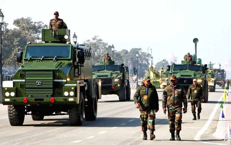 Indian Army vehicle during a dress rehearsal