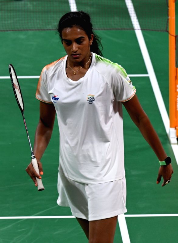 Indian shuttler P.V. Sindhu during the group league match of ...