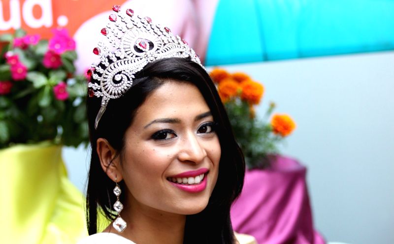 Winner of Miss Nepal 2013 Ishani Shrestha attends a press conference