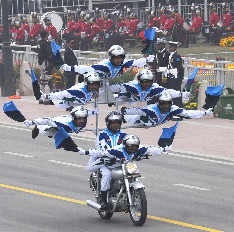 New Delhi:An Indian army daredevil team displays their skill on ...