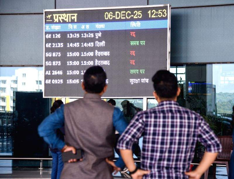 Passengers Gather at IndiGo Counter