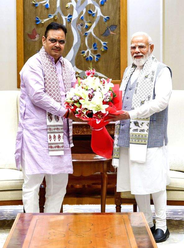 PM Modi meets CM Bhajan Lal Sharma
