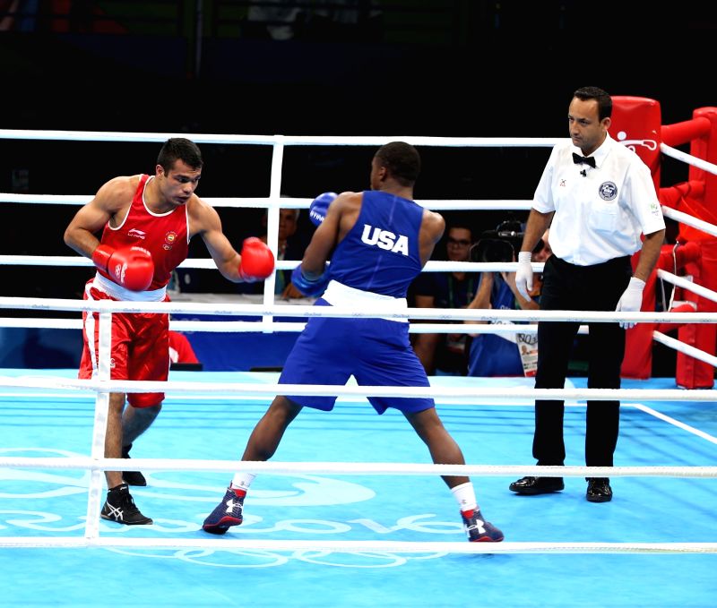 Rio de Janeiro: Indian boxer Vikas Krishan Yadav in action