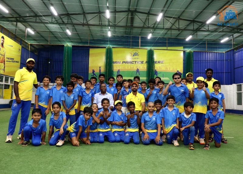 Ruturaj Gaikwad interacts with students at Super Kings Academy