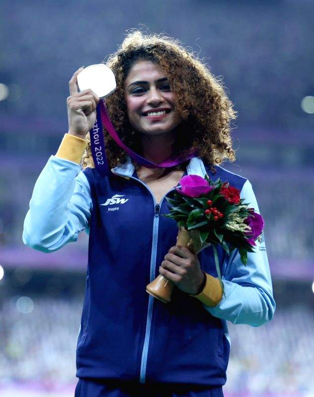 Silver medalist India's Harmilan Bains poses for photos during the ...