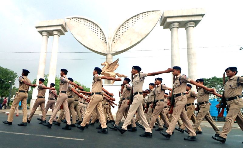 Tamil Nadu Police personnel during a rehearsal