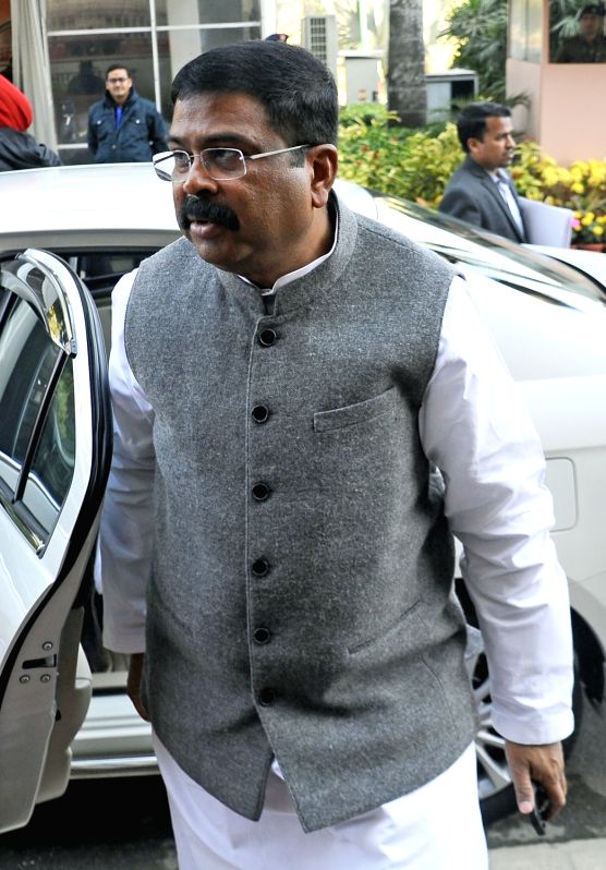 New Delhi : Union Minister for Education Dharmendra Pradhan arrives at ...