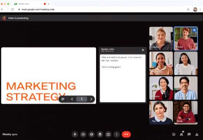 Users can now see speaker notes while co-presenting Google Slides in Meet