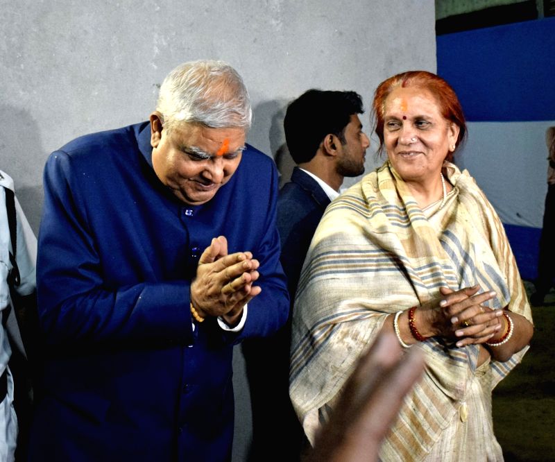 Vice President of India Jagdeep Dhankhar with wife Sudesh Dhankhar ...